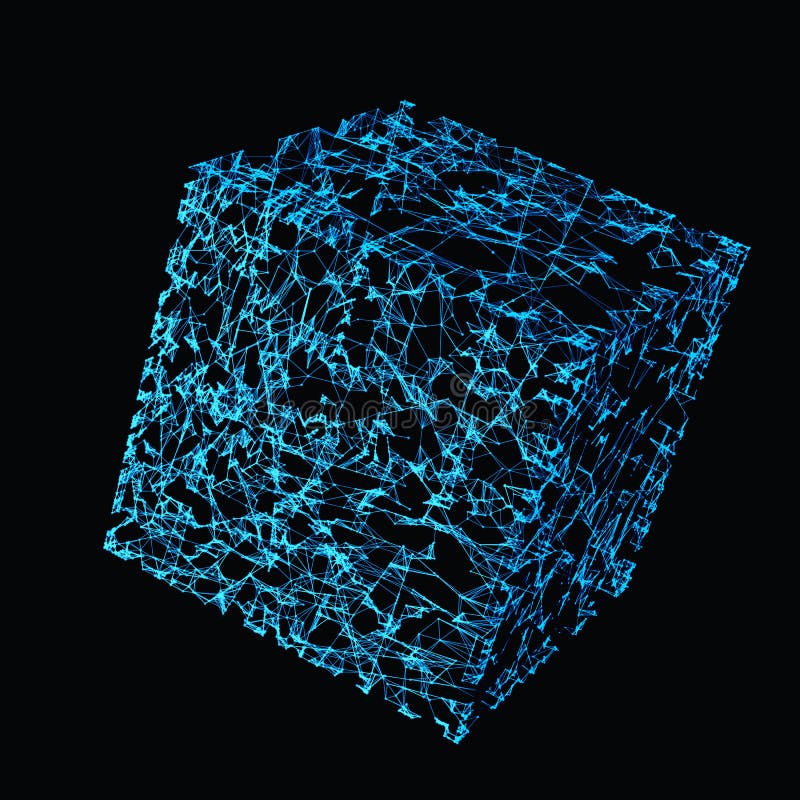 Blue Digital Computer Data and Network Connection Triangle Lines and ...