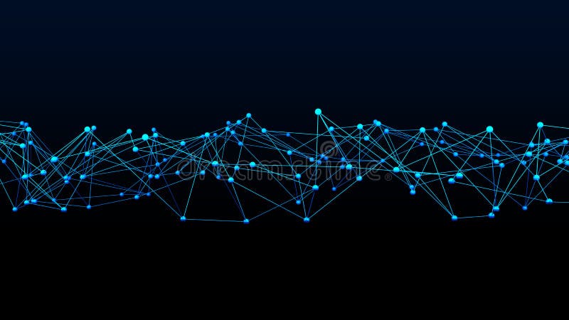 Blue Digital Data and Network Connection Triangle Lines and Spheres in ...