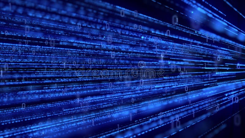 Blue Digital Data Stream with Binary Code Stock Footage - Video of computing, connectivity ...
