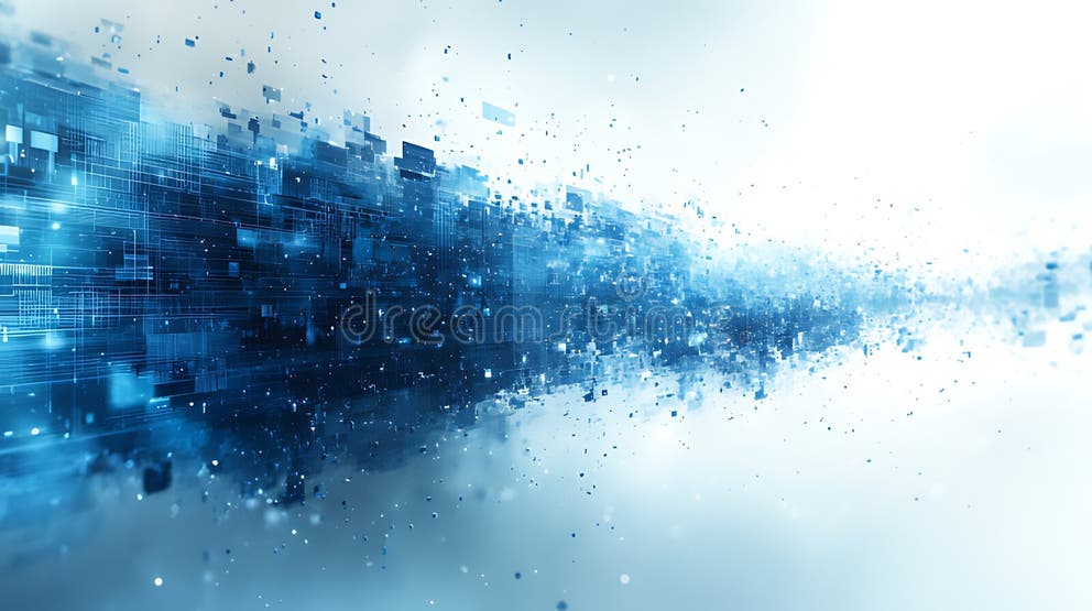 Blue Digital Data Stream Flowing, Abstract Background, Tech Website ...