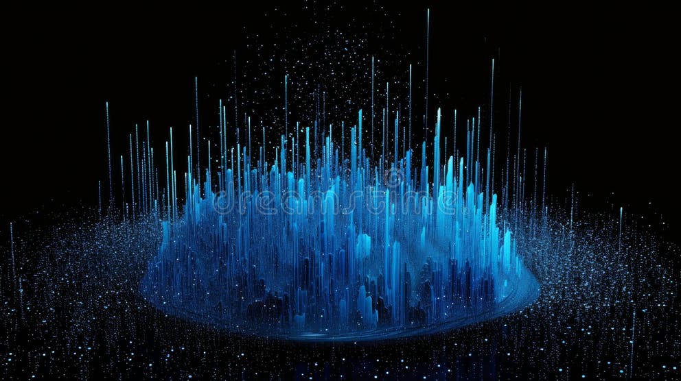 Blue Digital Data Visualization in Abstract 3D Spikes Stock Photo ...