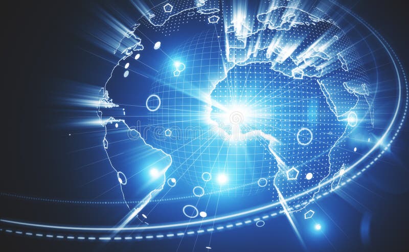 Blue digital earth stock photo. Image of futuristic, grid - 85301774