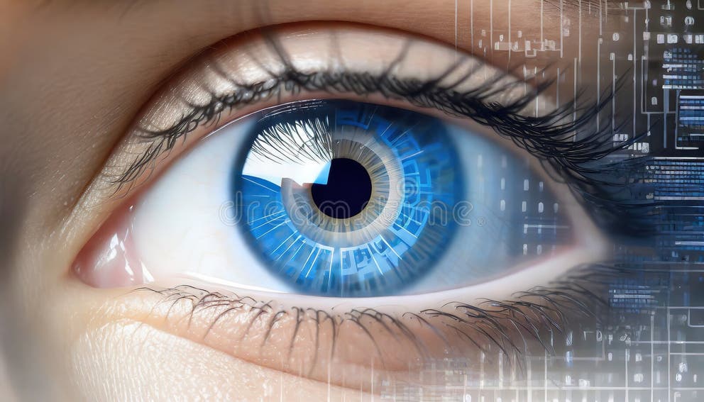 Blue Digital Eye with Circuits Symbolizes Artificial Intelligence ...