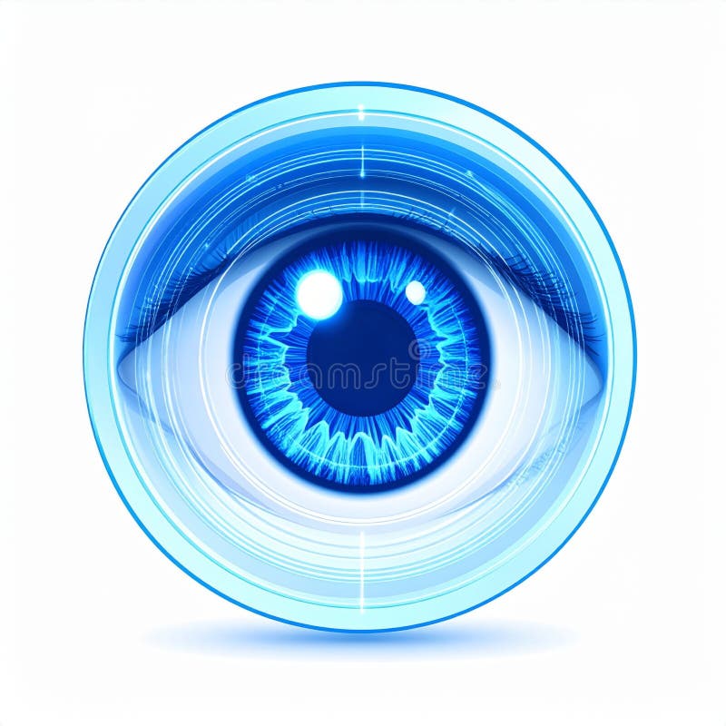 Blue Digital Eye in a Circular Interface Stock Illustration ...