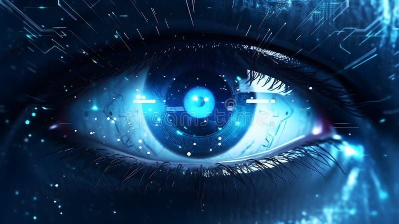 Blue Digital Eye Generative Ai Stock Illustration - Illustration of ...
