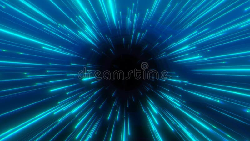 Blue Digital Flowing Warp Light Speed Background Stock Illustration ...