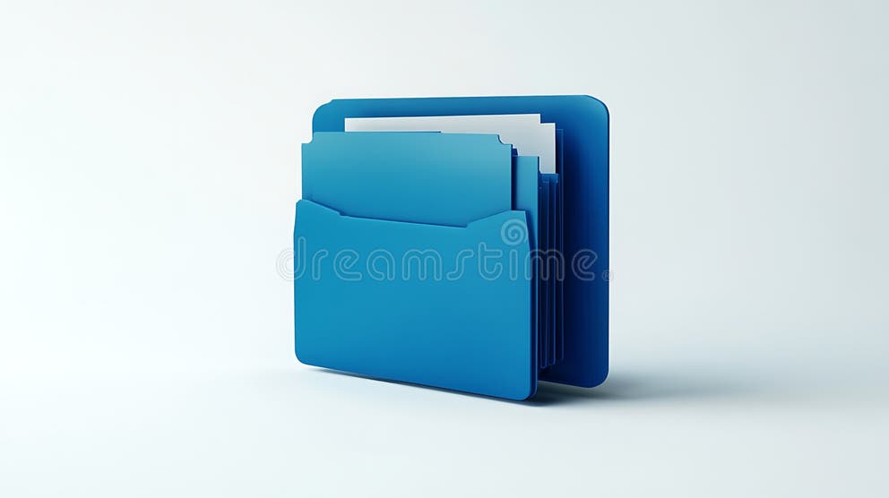 Blue Digital Folder Icon with Multiple Files Inside Stock Illustration ...
