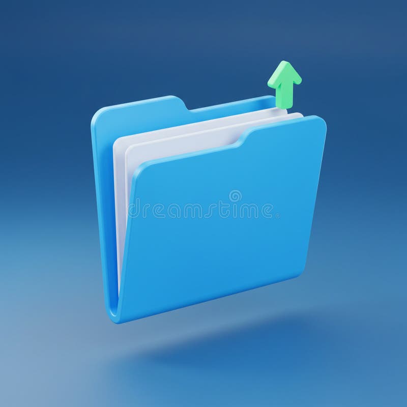 3D Digital Folder with Colorful Documents Stock Illustration ...