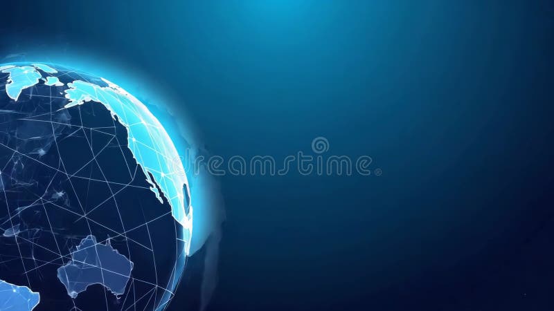 Blue Digital Globe with a Node Network, and a Dark Blue Background ...