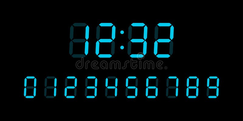 Blue Digital Glowing Numbers for Lcd Electronic Devices Screen Isolated ...