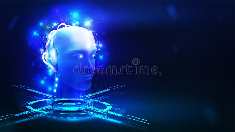 Blue Digital Hologram of Podium with Digital Rings and Cross with ...