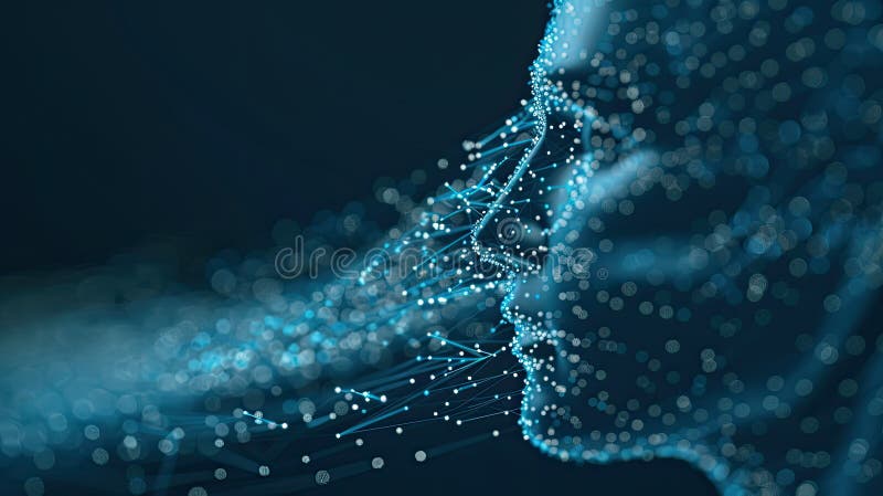 A Blue, Digital Human Profile, Rendered in a Side View, with Glowing ...