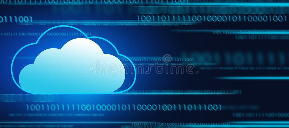 Blue Digital Illustration with Binary Code on Banner by Digital Cloud ...