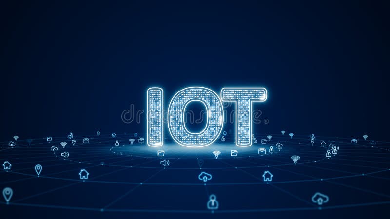 Blue Digital IOT Logo with Futuristic Technology Circle and Icon on ...