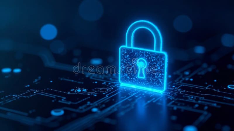 Blue Digital Lock among Microchips and Chips Stock Photo - Image of ...