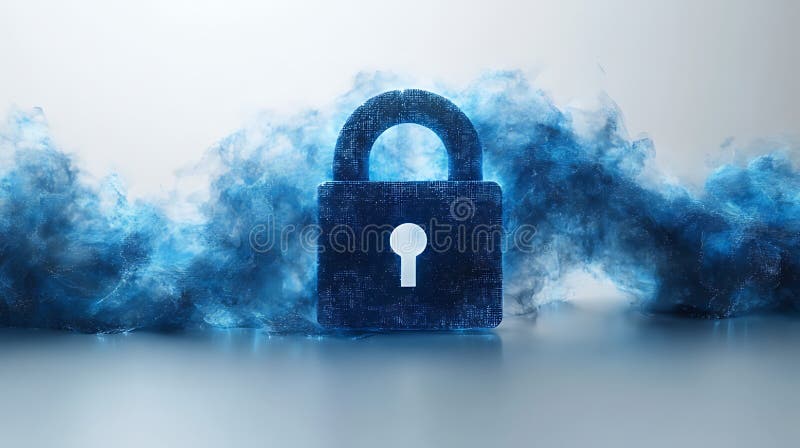 Blue Digital Lock Security Cloud Background Stock Illustration ...