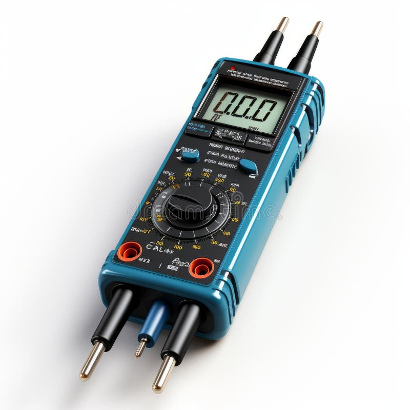 Blue Digital Multimeter: Isolated Voltage Tester on White Background ...