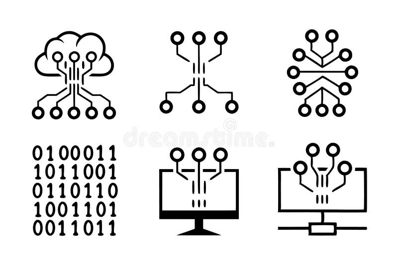 Blue Digital Network Visualization with Binary Code, Matrix of Technology Connections and Data ...