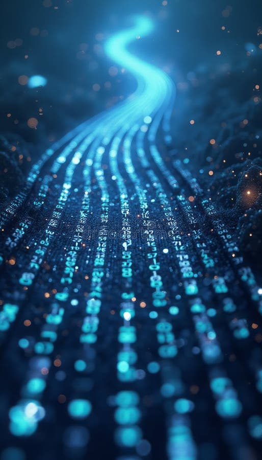 Blue Digital Path of Light Dots Stock Photo - Image of digital ...