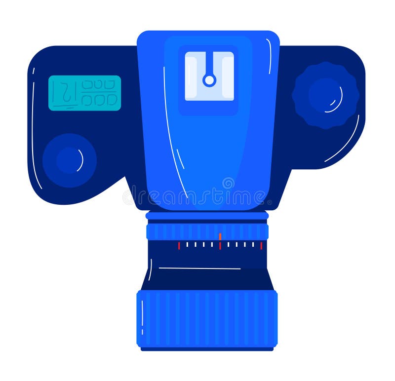 Blue Digital Professional Camera Flash Equipment. Modern Photography ...