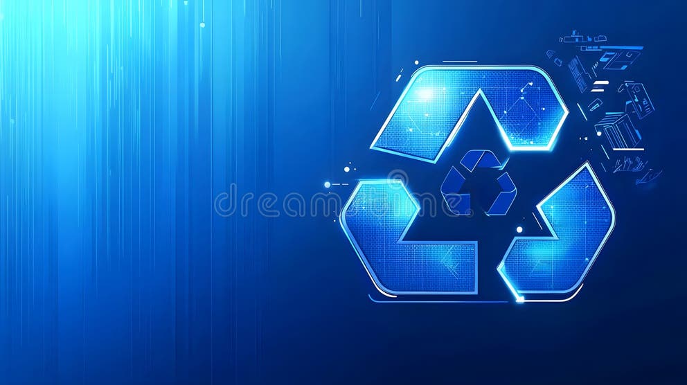 Blue Digital Recycle Symbol Background Stock Illustration ...