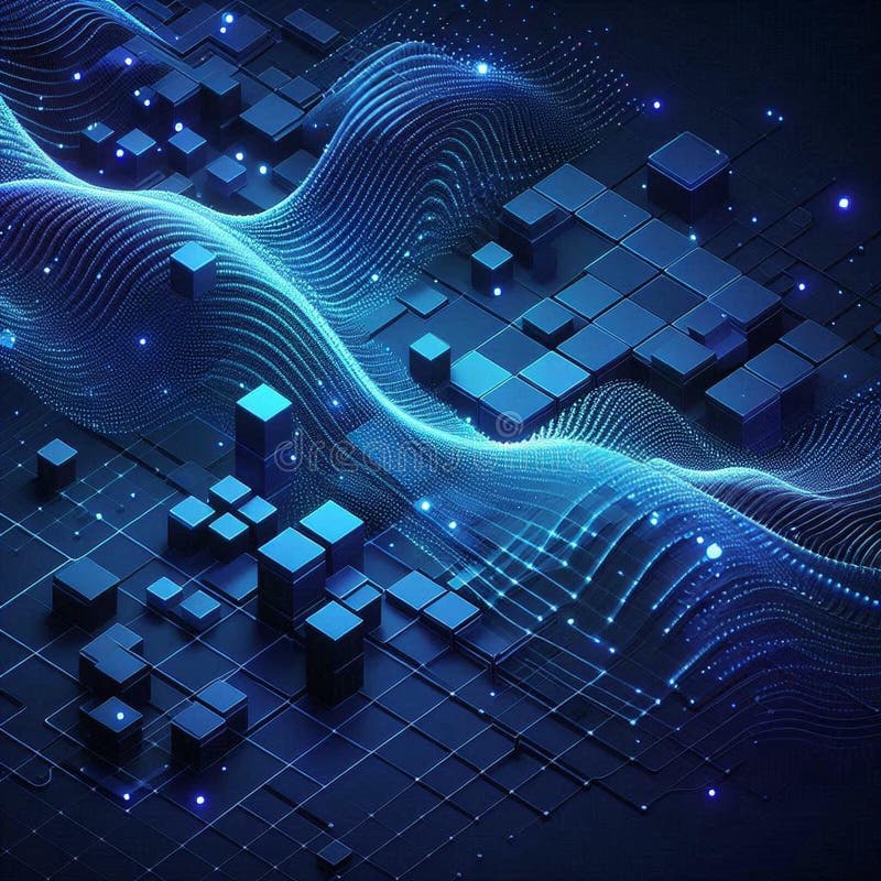 Blue Digital Representation with a Grid-like Structure. Stock ...