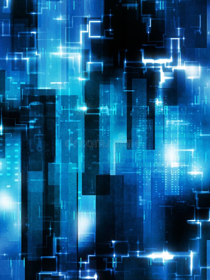 Blue Abstract Digital Sci-fi Image with Light and Shapes Stock Photo ...