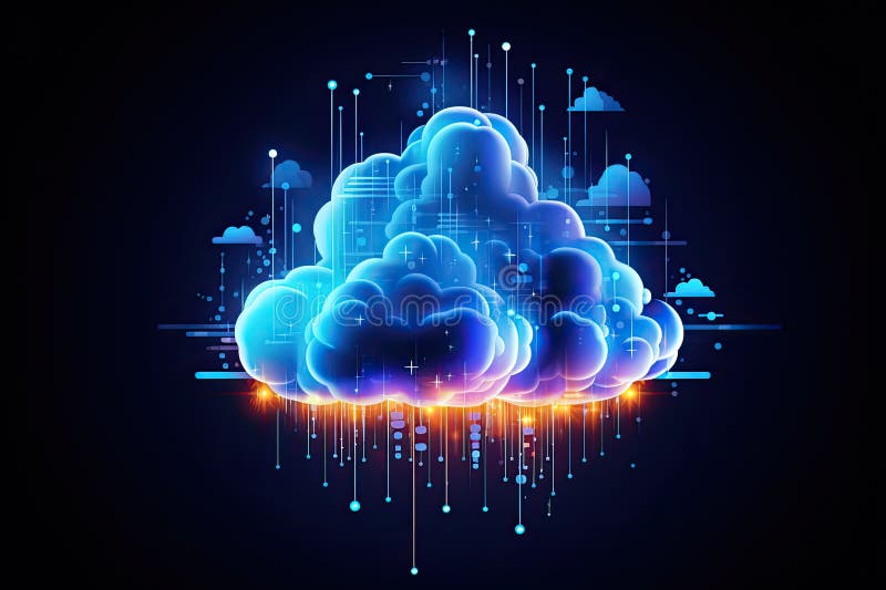 Blue Digital Technical Cloud Technology AI Generated Stock Illustration ...