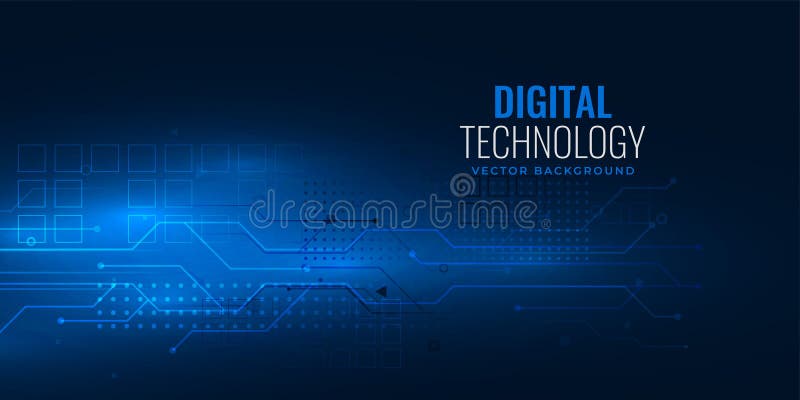 Blue Digital Technology Concept with Circuit Wire Mesh Diagram Stock ...