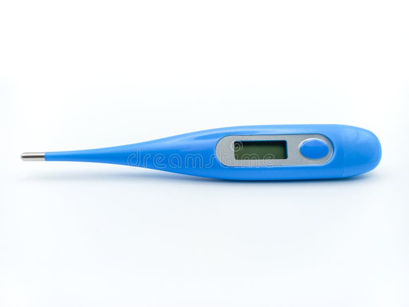 Blue Digital Thermometer Isolated on White Background. Front View Stock ...