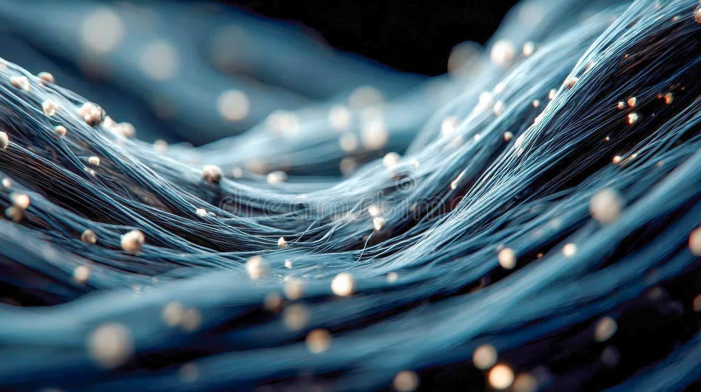 Blue Digital Threads Flowing with Luminous Nodes and Soft Lighting ...