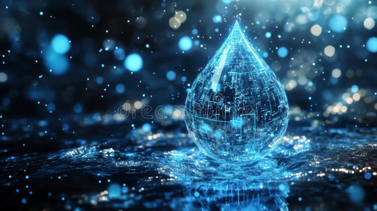 Blue Digital Water Drop Abstract Background Stock Illustration ...