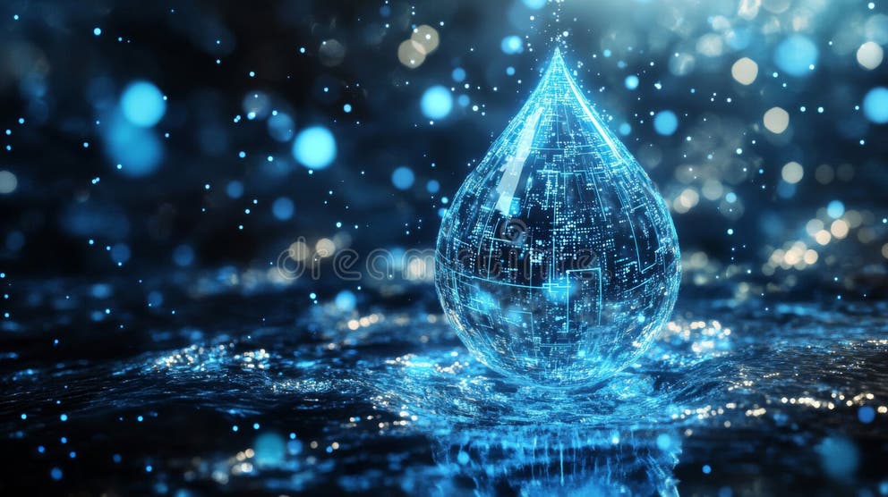 Blue Digital Water Drop Abstract Background Stock Illustration ...