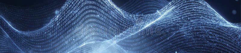 Blue Digital Wave Banner with Binary Code Matrix Design Stock ...