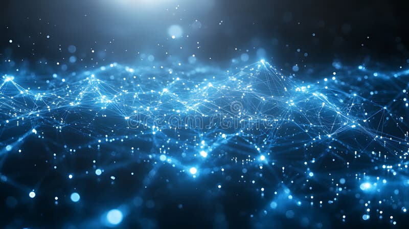 Blue Digital Wave, Glowing Particles, Dark Background, Tech ...