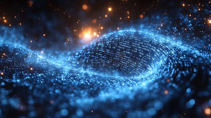 Blue Digital Wave, Glowing Particles, Dark Space, Abstract Background ...