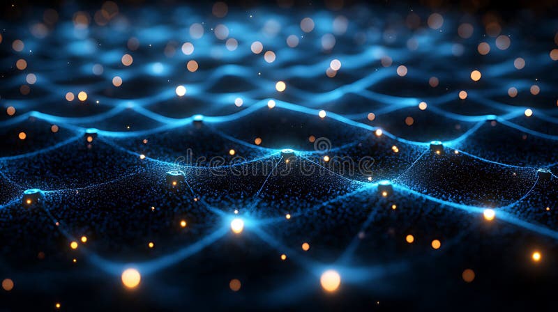 Blue Digital Wave Network Glowing Dark Background, Tech Concept Stock ...
