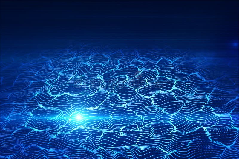 Blue Digital Wave Wallpaper Stock Illustration - Illustration of ...