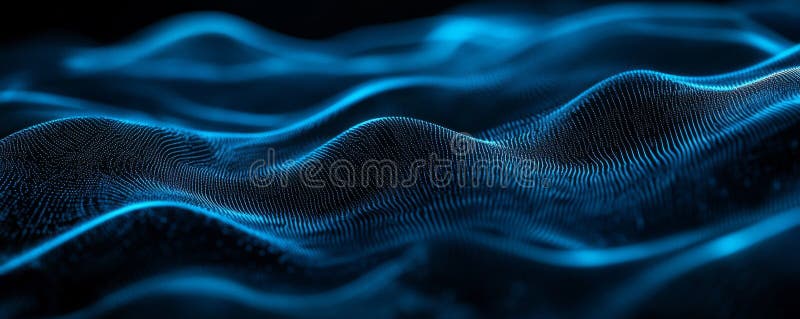Blue Digital Waves on Dark Background, Abstract Technology Concept ...