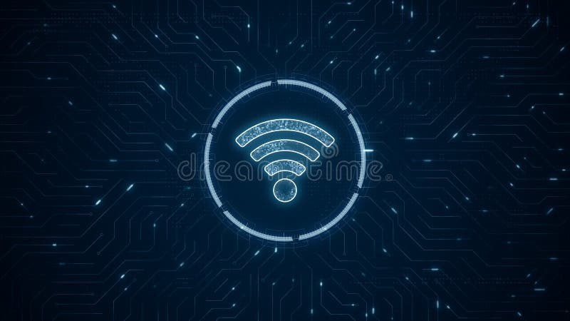 Blue Digital WIFI Logo and Futuristic Technotogy Circle HUD with ...