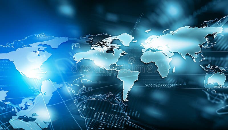 Blue Digital World Map Suitable As Background Stock Illustration ...