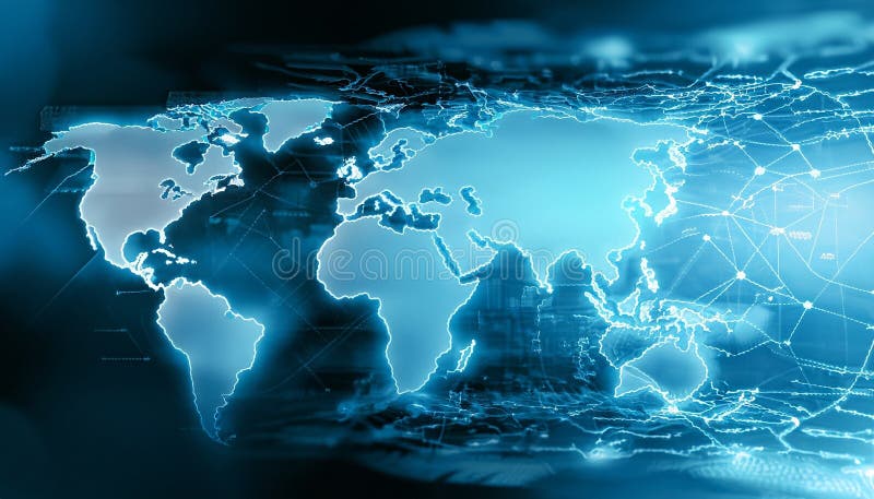 Blue Digital World Map Suitable As Background Stock Illustration ...