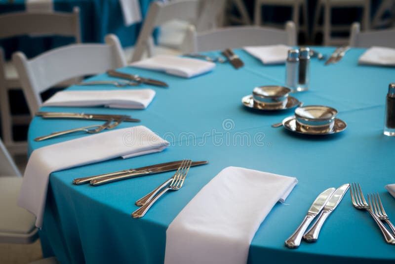 Blue Dinner Tables stock photo. Image of setting, gourmet - 60417346