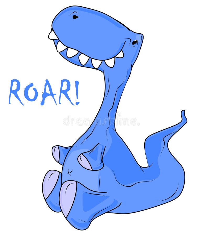 Blue dinosaur cartoon stock illustration. Illustration of cute - 240547532