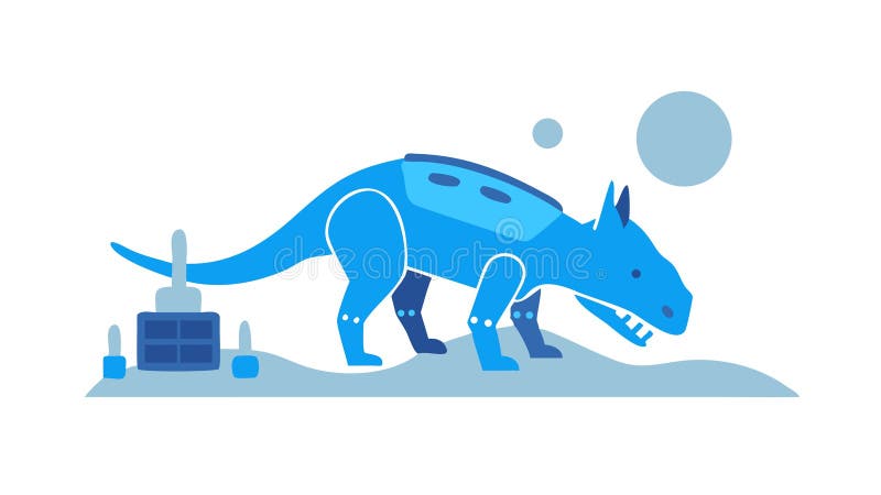 Blue Dinosaur with Futuristic Elements, Tech-Dino, Vector Design ...