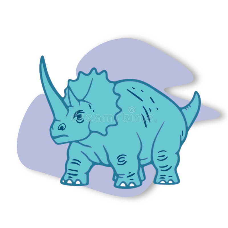 A Blue Dinosaur with a Long Horn on Its Head Stock Illustration ...