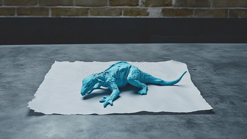 Blue Dinosaur Model on Paper, Industrial Backdrop, 3D Printing Stock ...