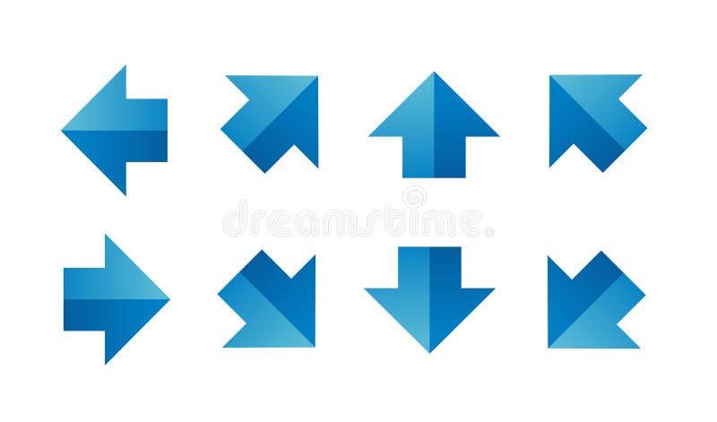 Blue Direction Arrow Sign Vector Set Stock Vector - Illustration of ...