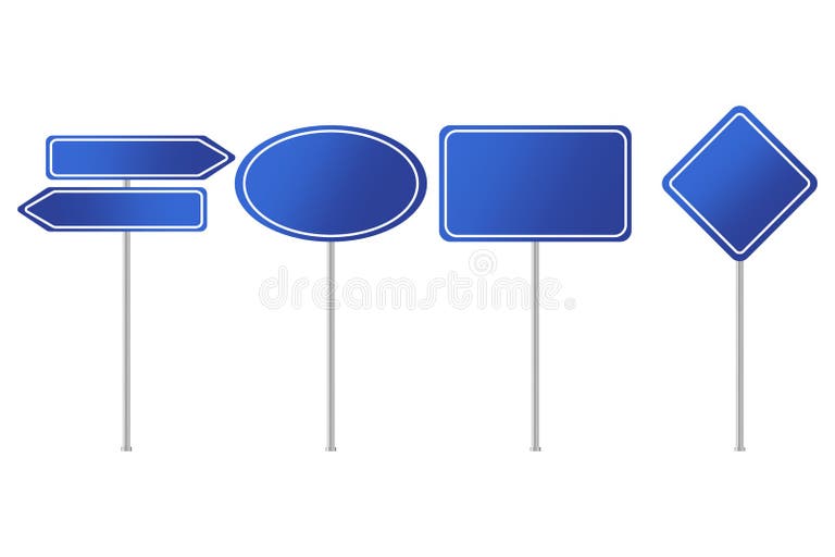 Blue Direction Boards. Double Arrow Sign. Vector Road Shape. Simple ...