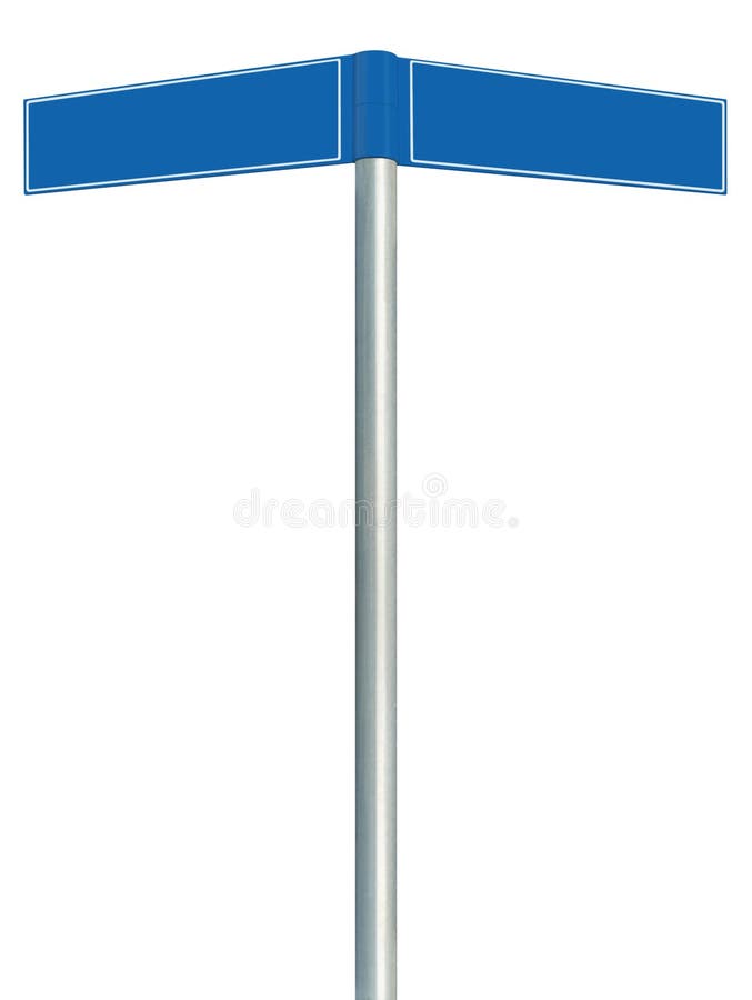 Blue Direction Road Signs, Two Empty Blank Signpost Signages, Isolated ...